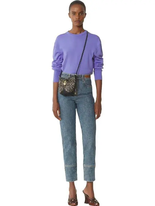 LANVIN Wool Sweater With Grosgrain Detail - Lilac