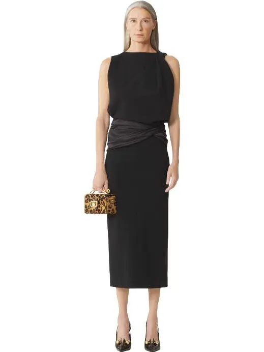 LANVIN Midi Dress In Jersey And Satin - Black