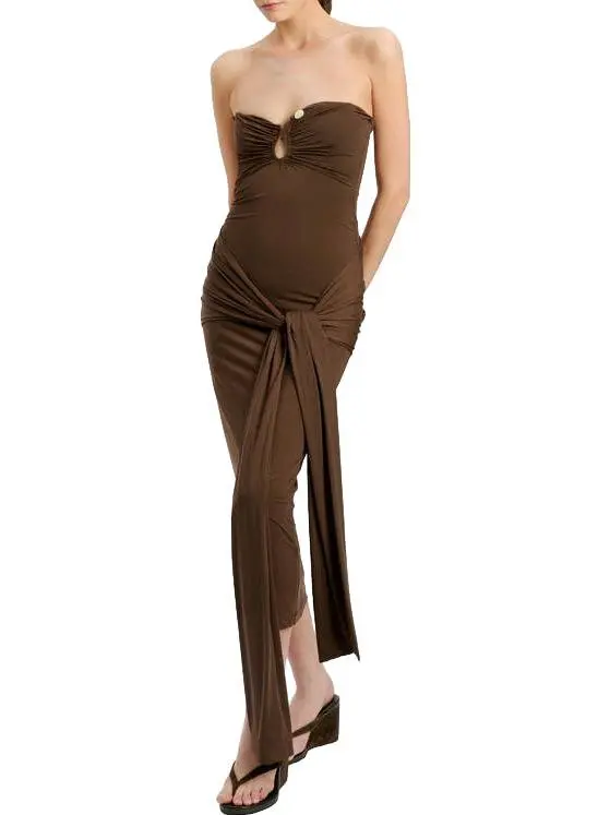 Bardot Laverne Strapless Body-con Dress - Chocolate