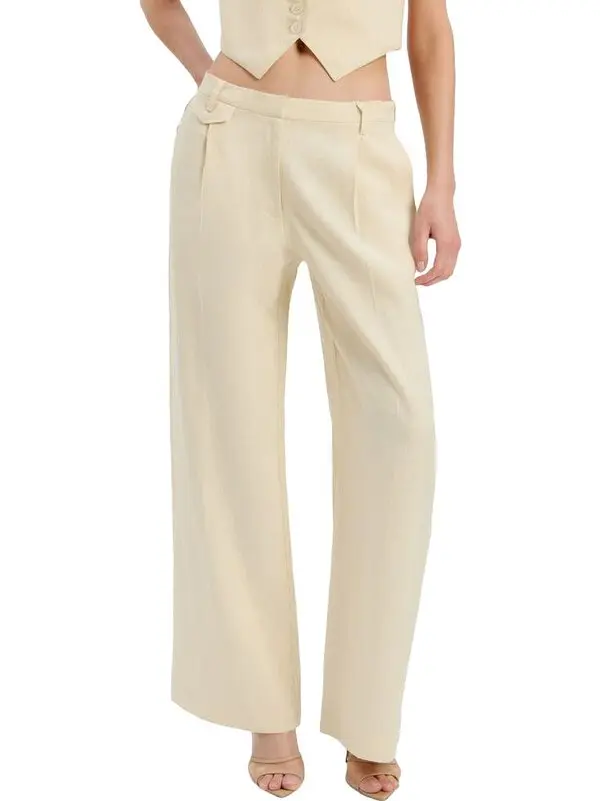 Bardot Geordy Wide Leg Linen Pants - Eggnog