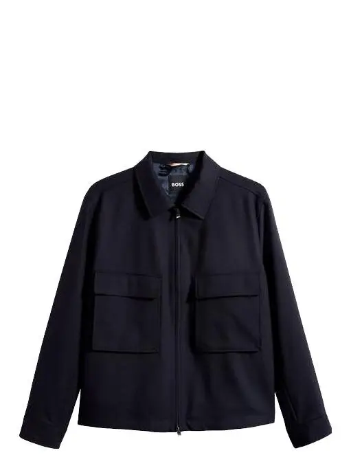 BOSS Virgin Wool Shirt Jacket - Dark Blue