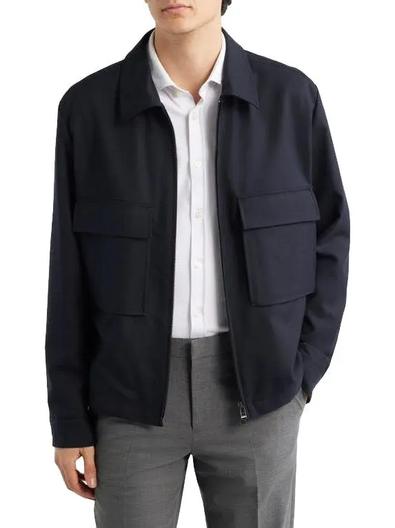 BOSS Virgin Wool Shirt Jacket - Dark Blue