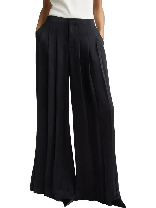 Ramy Brook Yvette Satin Wide Leg Pants - Black