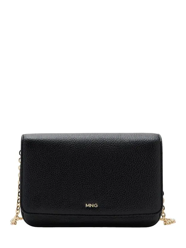 Mango Faux Leather Crossbody Bag - Black