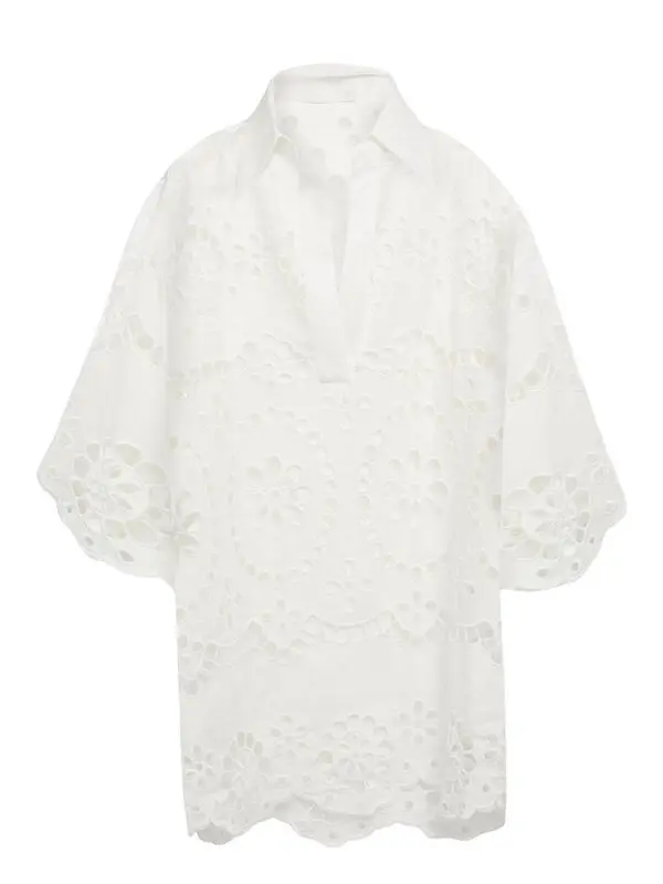 Zimmermann Broderie Anglaise Linen Tunic - Ivory