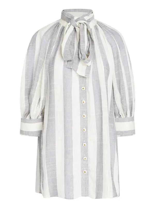 Zimmermann Pussy-bow Striped Gauze Blouse - Ivory