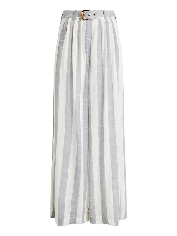 Zimmermann Belted Striped Gauze Wide-leg Pants - Ivory