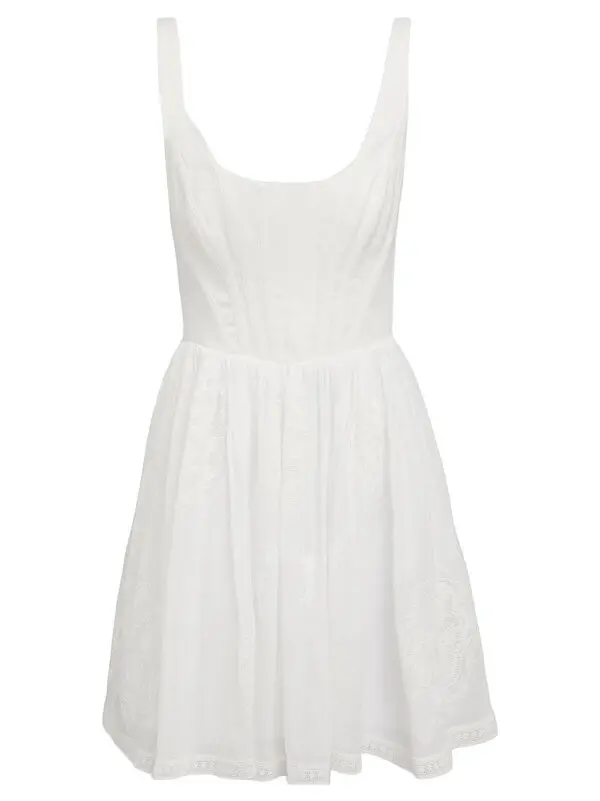 Zimmermann Crocheted Lace-trimmed Ramie Mini Dress - Ivory