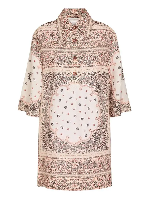 Zimmermann Paisley-print Linen Tunic - Beige