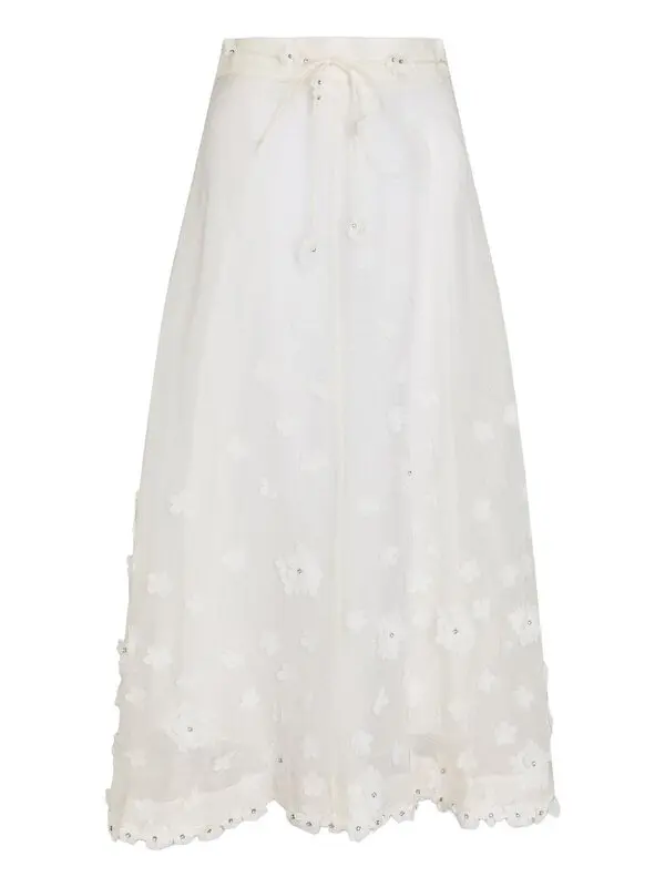 Zimmermann Linen And Silk-blend Midi Skirt - Ivory
