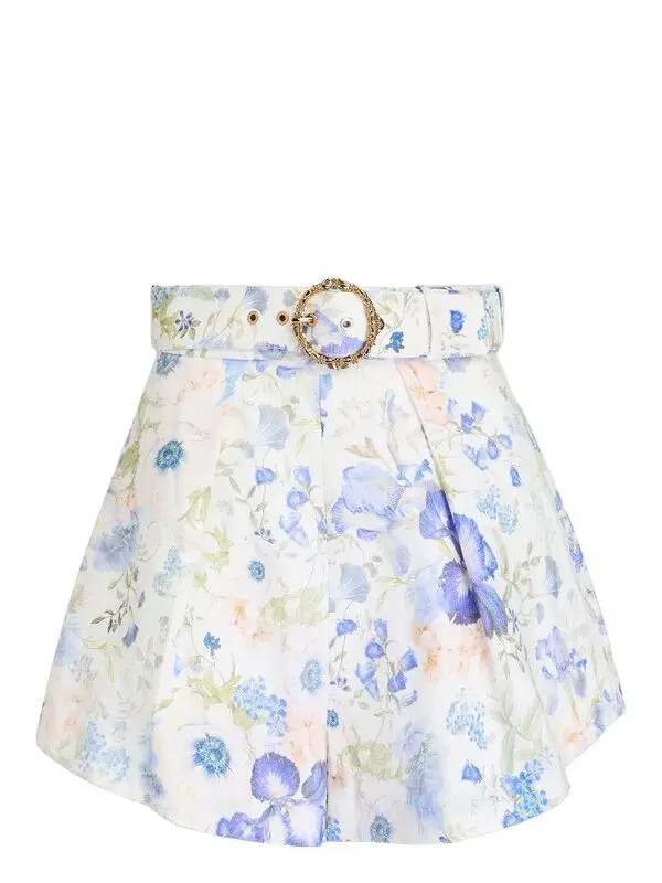 Zimmermann Belted Floral-print Linen Shorts - White