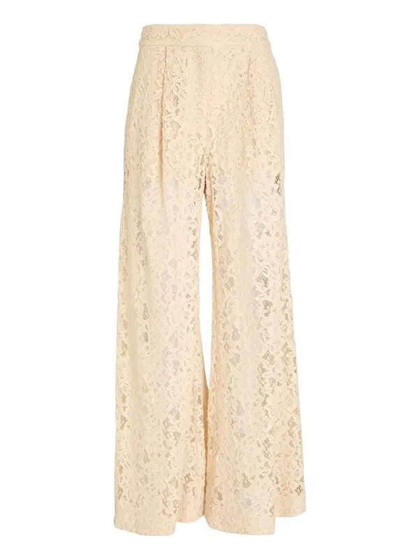 Zimmermann Pleated Wide-leg Corded Lace Pants - Beige