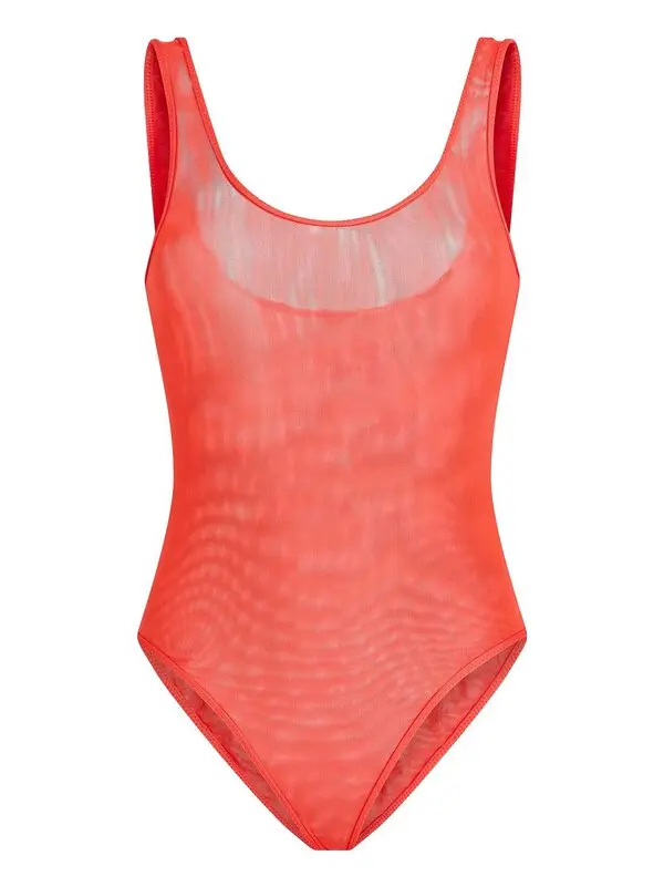 Zimmermann Stretch-mesh Bodysuit - Tomato Red