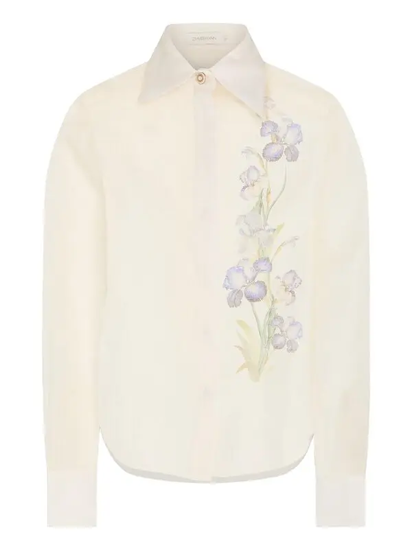 Zimmermann Floralprint Linen And Silkblend Shirt - Ivory