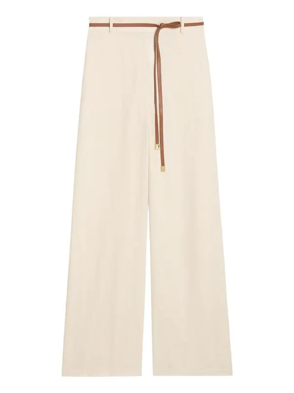 Zimmermann Belted Linen Wide-leg Pants - Cream