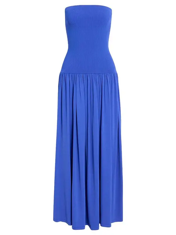 Zimmermann Strapless Ribbed Stretch-knit Maxi Dress - Cobalt Blue
