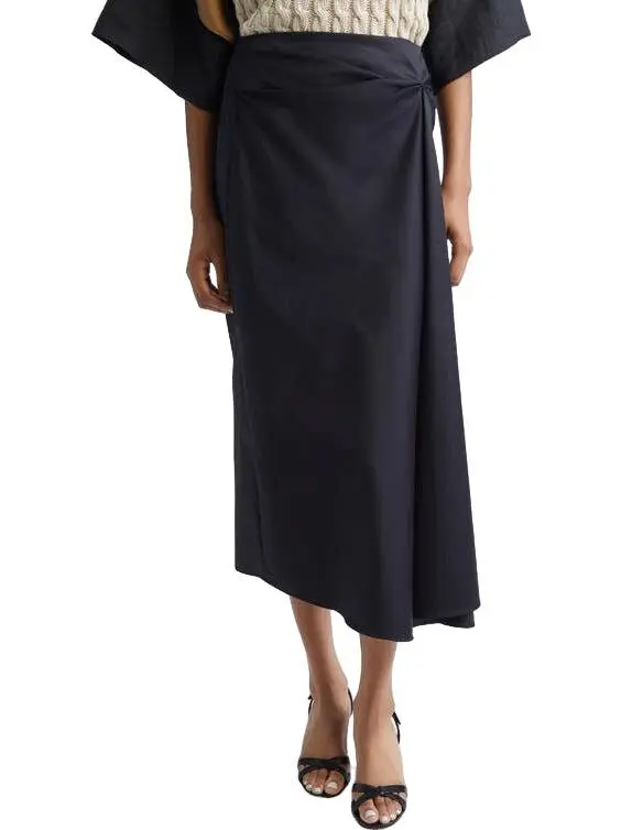 Max Mara Paggi Asymmetrical Stretch Sateen Midi Skirt - Black