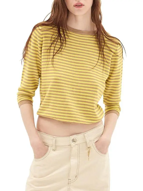Deluc Naxos Stripe Sweater - Vison/yellow