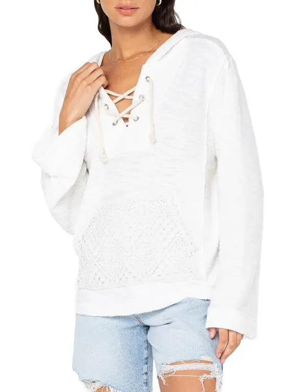 Roxy Lace-up Hoodie - Snow White