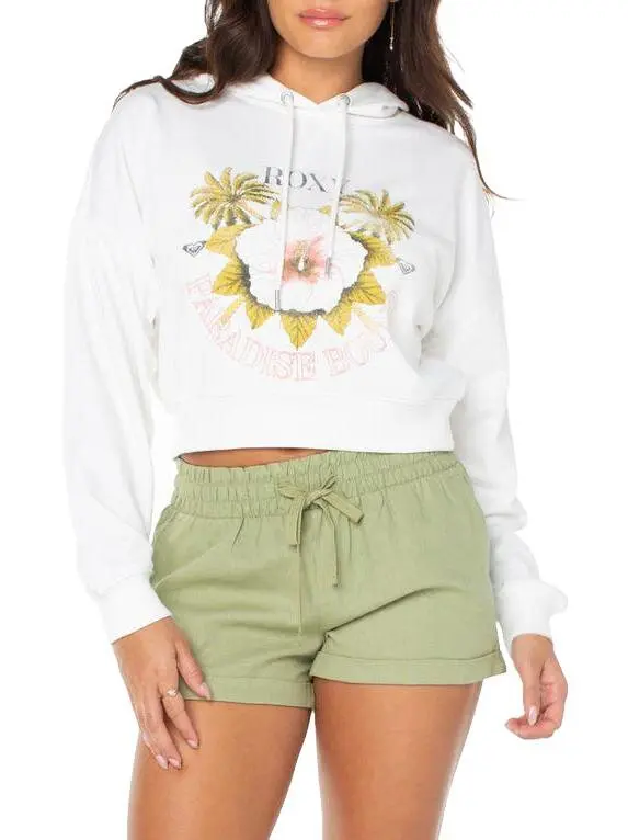 Roxy Graphic Cropped Hoodie - Cloud Dancer