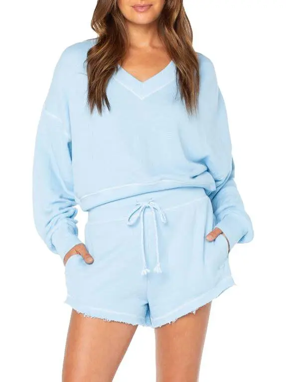 Roxy Relaxed Fit V-neck Cotton Sweatshirt - Airy Blue
