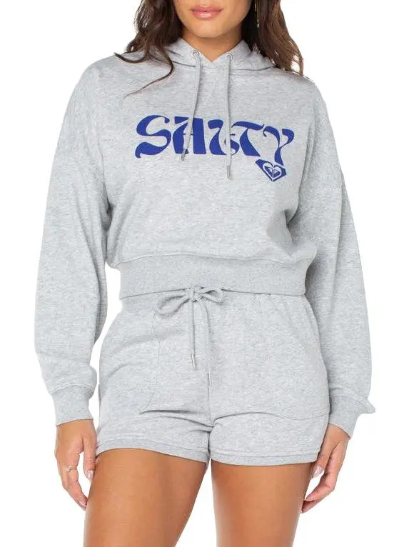 Roxy Breakwater Crop Graphic Hoodie - Heather Grey