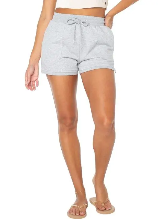 Roxy Cotton Blend Drawstring Shorts - Heather Grey