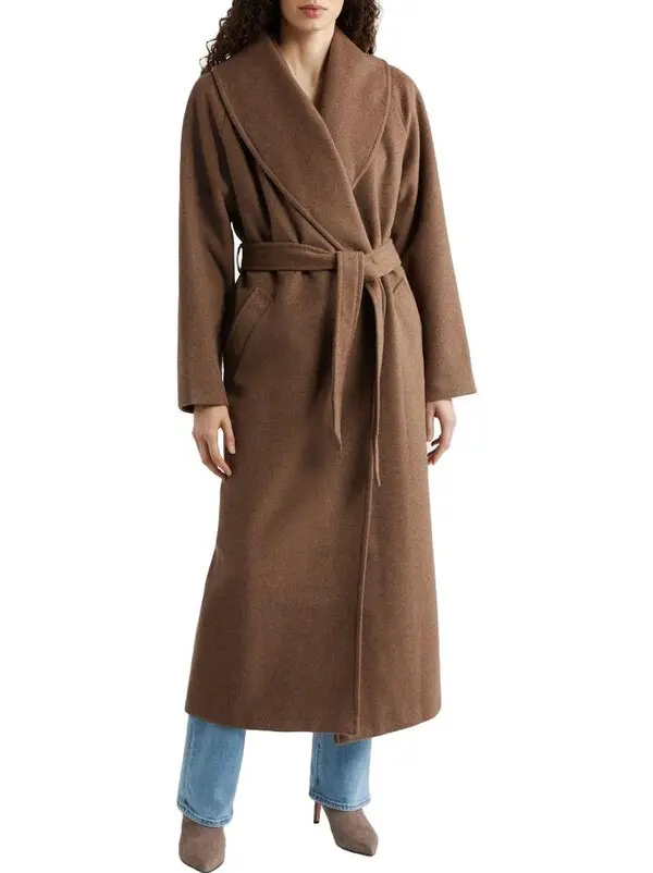 House Of Cb Cocoon Wool Blend Shawl Collar Coat - Brown