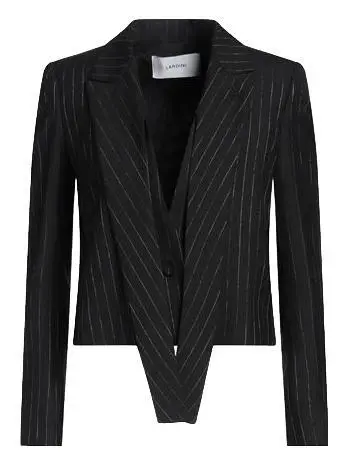 LARDINI Single-breasted Pinstriped Blazer - Black