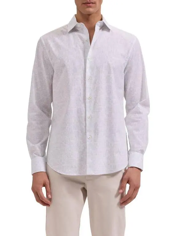 Bugatchi Axel Shaped Fit Geo Print Cotton Button-up Shirt - White
