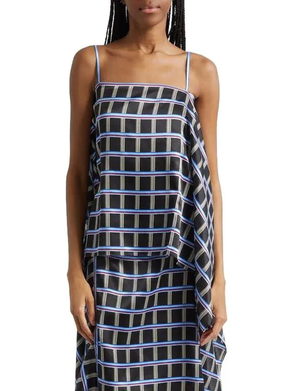 EENK Check Slip Drape Top - Black Multi