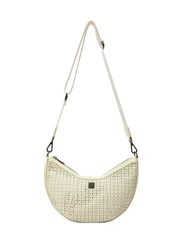 THINK ROYLN Leather Shoulder Bag - Cream Perforated Leather