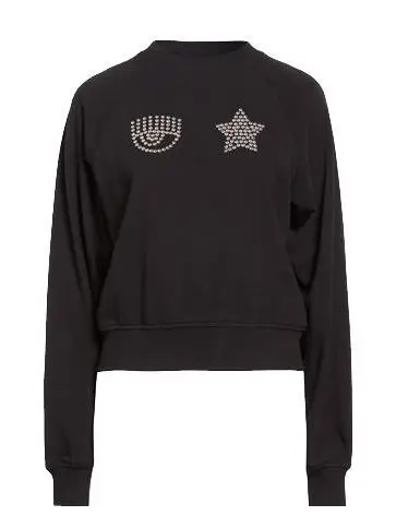 CHIARA FERRAGNI French Terry Sweatshirt With Appliqués - Black
