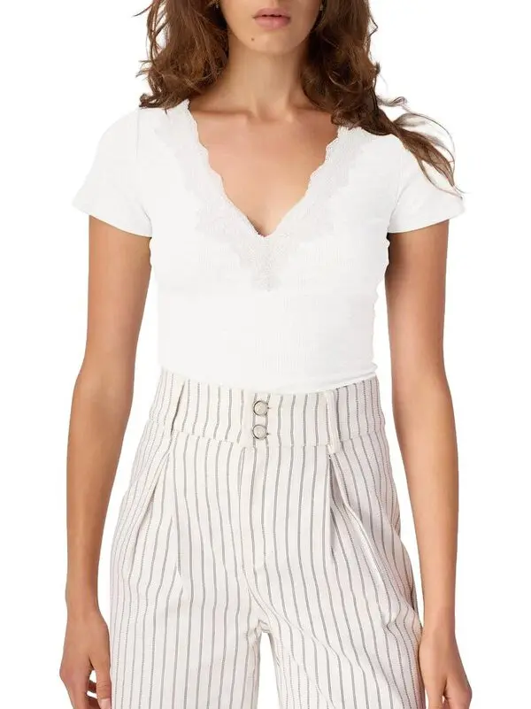 Cami Nyc Sana Lace Trim Rib T-shirt - White