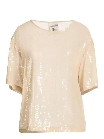 SEMICOUTURE Georgette Top With Appliqués And Sequins - Beige