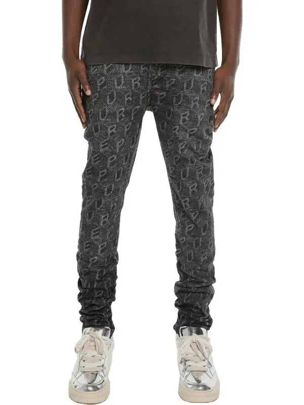 PURPLE BRAND Monogram Print Skinny Jeans - Black