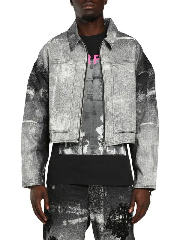PURPLE BRAND Carpenter Beaded Denim Jacket - Black