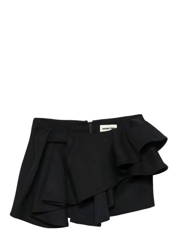 SHUSHU/TONG Asymmetrical Mini Skirt With Bow And Ruffle - Blue