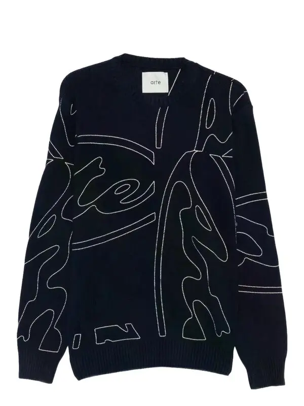 ARTE ANTWERP Crew-neck Sweater With Ribbed Trim - Blue