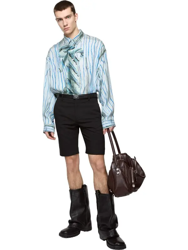 Acne Studios Tailored Wool Pinstripe Shorts - Black