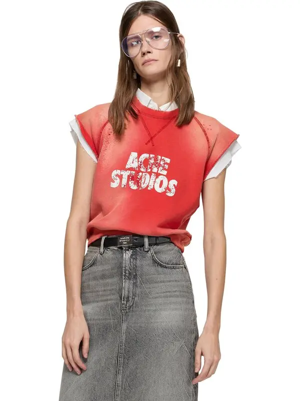 Acne Studios Fleece Logo Vest - Red,white