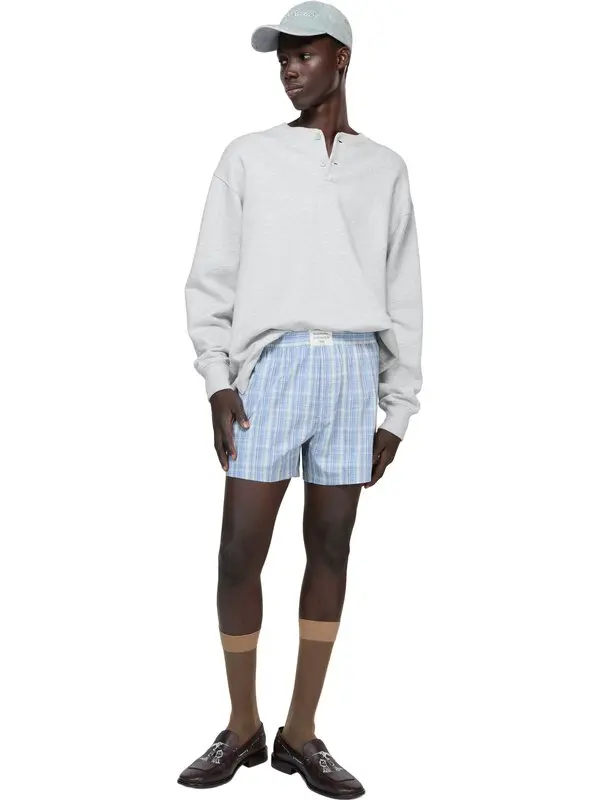 Acne Studios Cotton Poplin Shorts - Blue Multi
