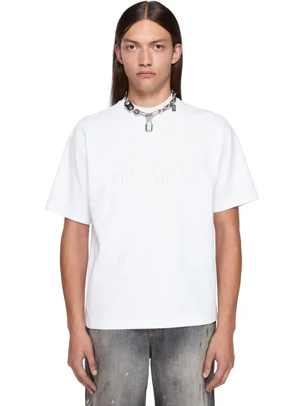 Acne Studios Embroidered Logo T-shirt - Optic White