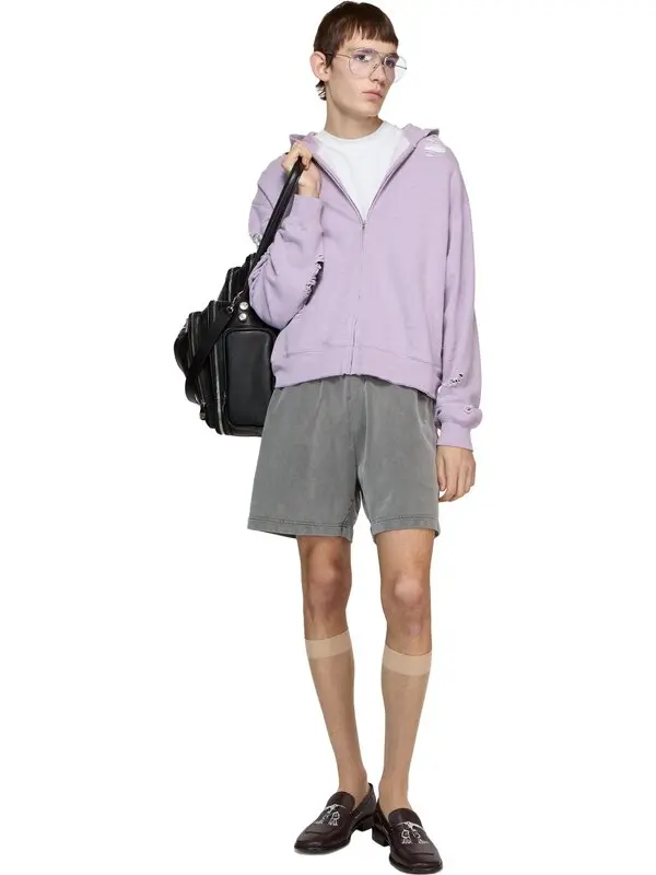 Acne Studios Distressed Logo Hoodie - Faded Purple