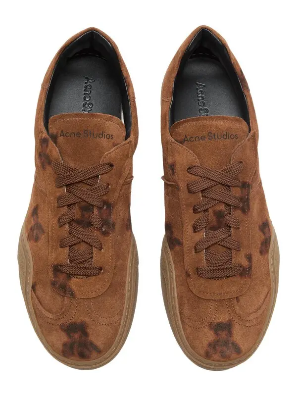 Acne Studios Lace-up Sneakers With Teddy Print - Rust Brown