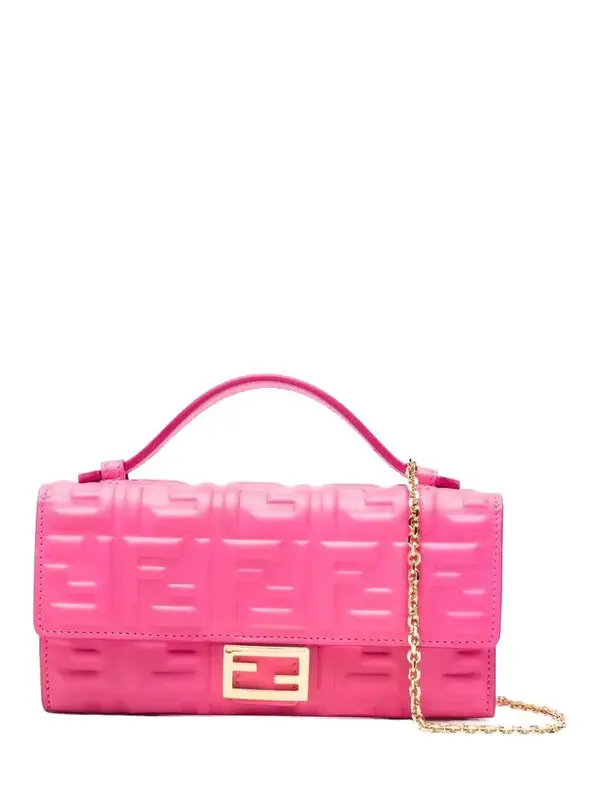 Fendi Mini Baguette With Ff Motif - Pink