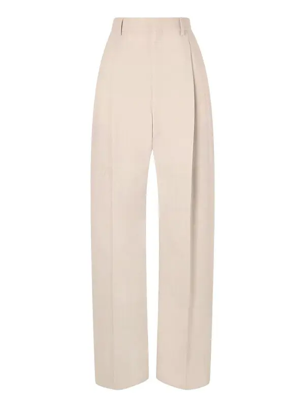 Wardrobe.NYC Pleated Wide-leg Wool Trousers - Neutrals