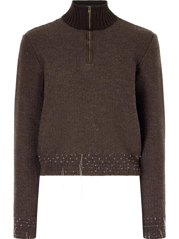 MAISON MARGIELA Distressed Wool-blend Sweater - Brown