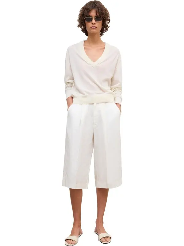 HOUSE OF DAGMAR Relaxed Linen Blend Shorts - White