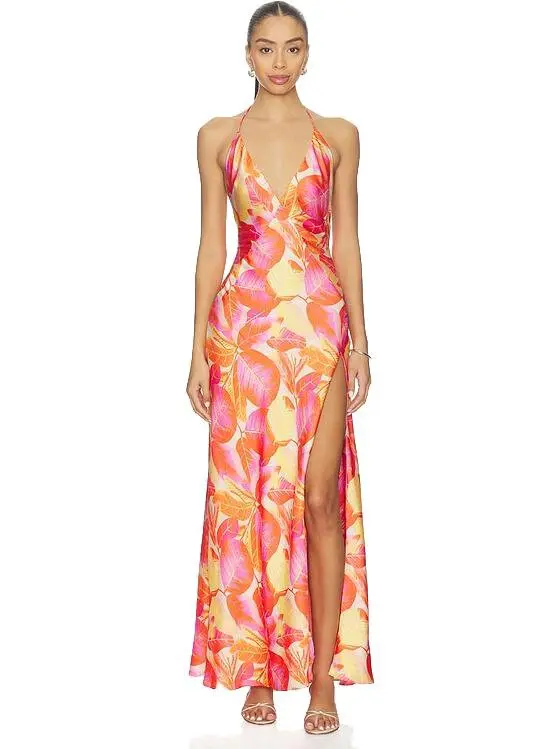 Bardot Yve Halter Maxi Dress - Hot Pink Floral